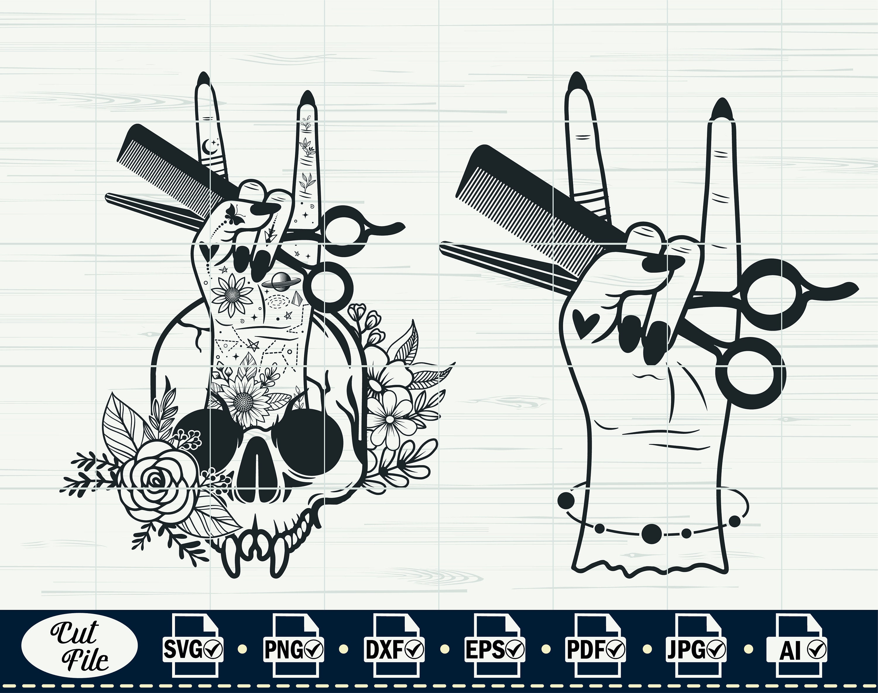 Hair Stylist Hand SVG Bundle: Barbershop Hair Salon Graphics (digital ...