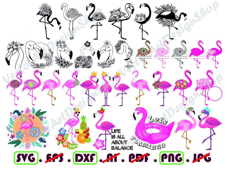 Flamingo SVG File 3 Flamingo Floral Svg Flamingo With - Etsy