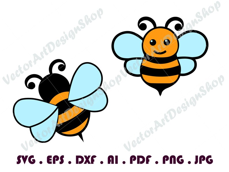 Bee SVG PNG 8 Files for Cutting Machines Digital Clipart - Etsy