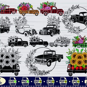 Sunflower Truck SVG,#1, Spring Truck Svg, Truck With Flowers Svg, Cut ...
