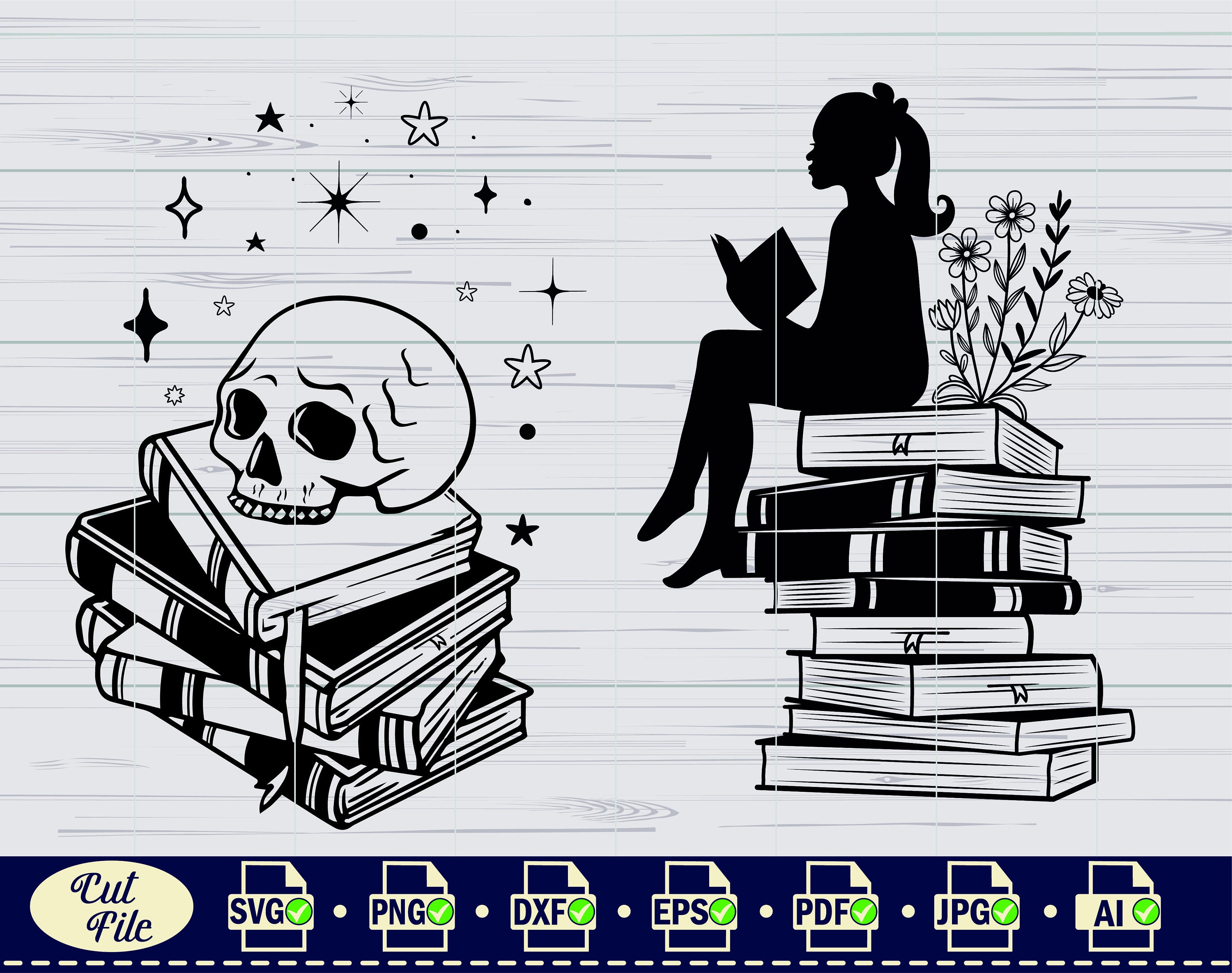 Books Svg1 Floral Book SVG Reading SVG Girl With Book - Etsy UK
