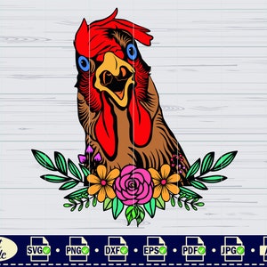 Chicken Svg Files 8, Floral Chicken, Cute Chicken,cute Rooster, Farm ...