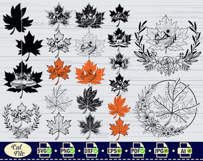 6 Maple Leaf SVG, Maple Leaf Clipart, Cut Files for Silhouette, Files ...