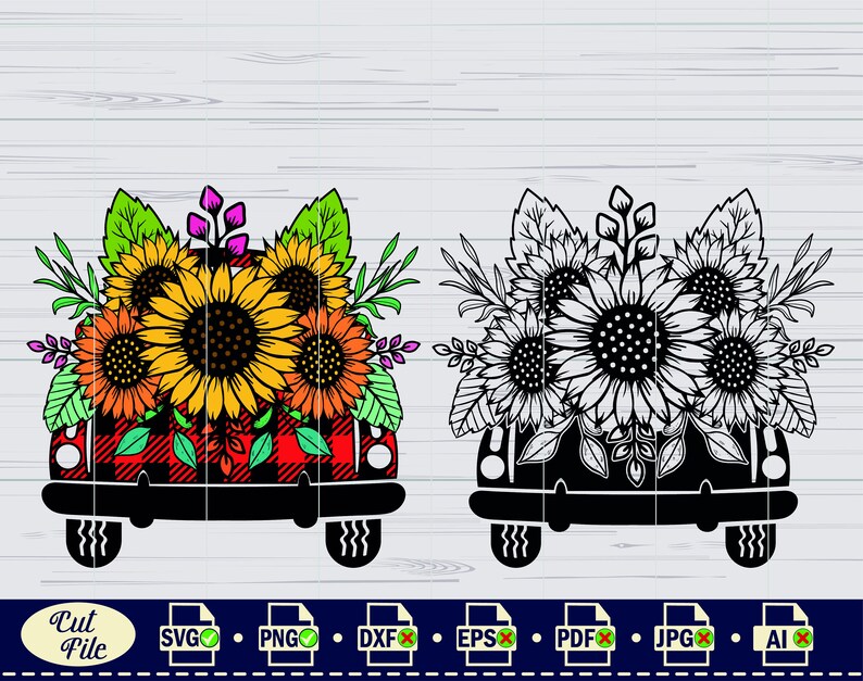 Sunflower Truck SVG1 Spring Truck Svg Truck With Flowers - Etsy
