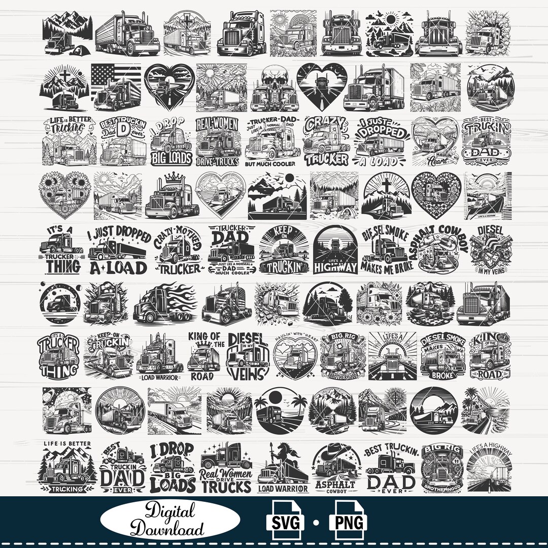 Semi Truck SVG MEGA Bundle, Truck SVG, Trucking Svg, 18 Wheeler, Truck ...