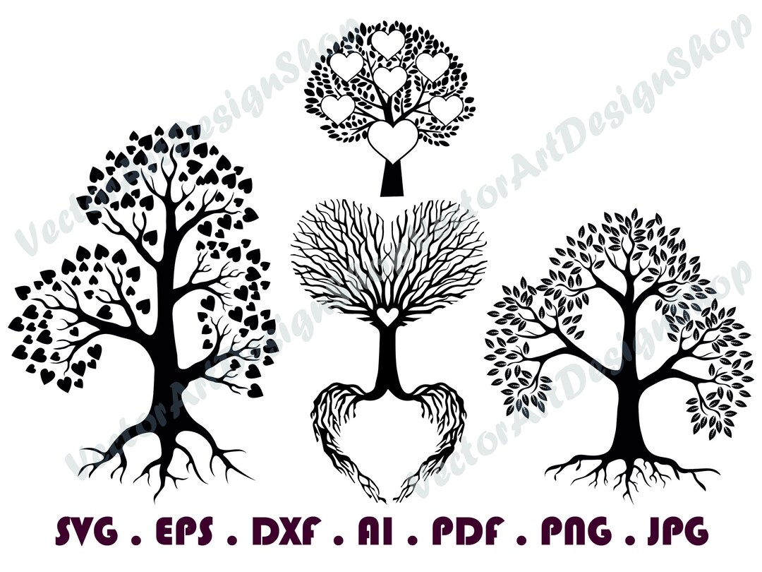 Tree With Roots 2 SVG, Family Tree SVG, Tree With Roots Clipart, Tree ...
