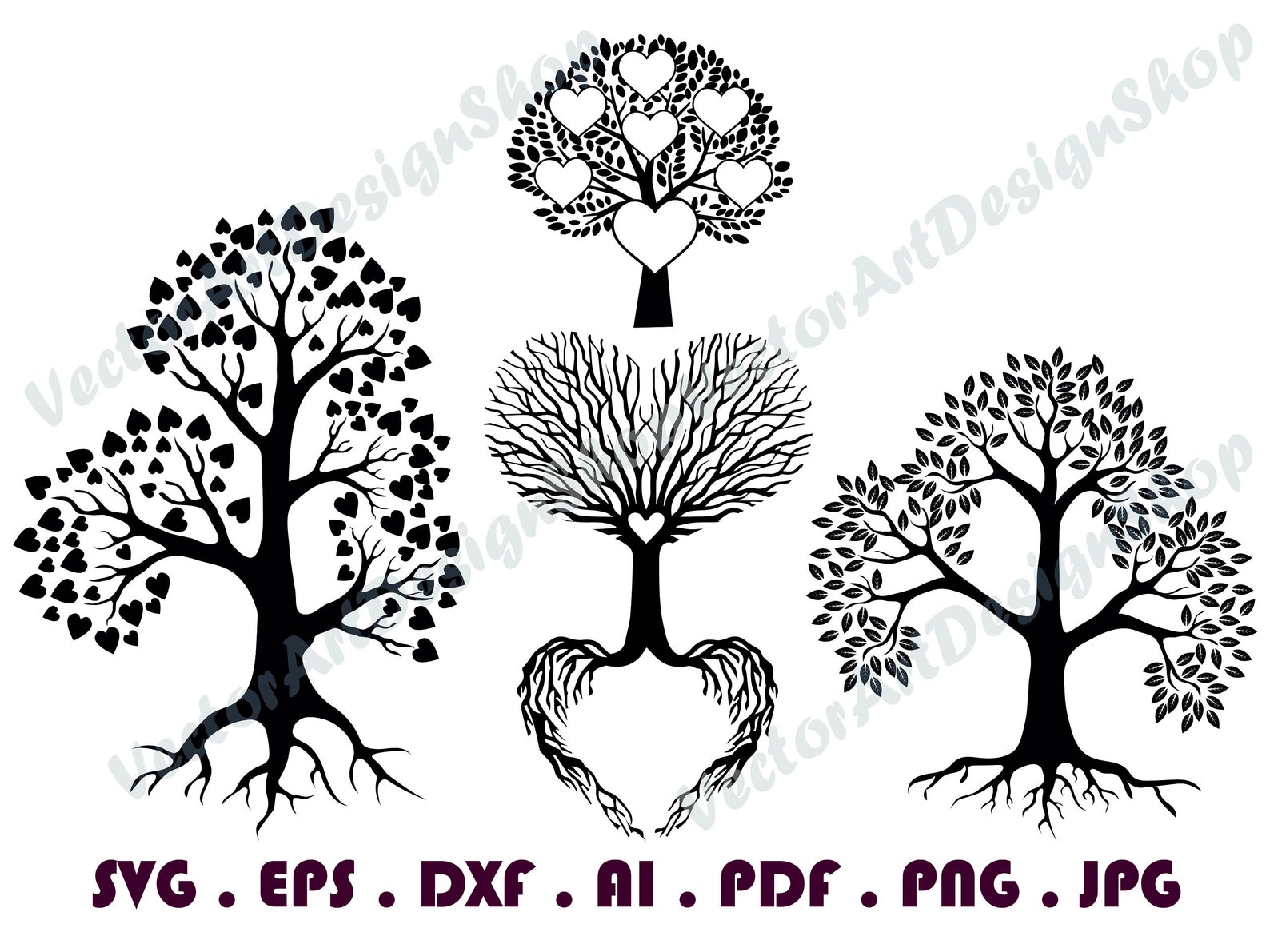 Tree With Roots 2 SVG Family Tree SVG Tree With Roots - Etsy