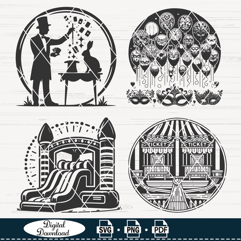 Circus SVG Cut Files: Carnival Clip Art Set (PDF, PNG, Vector) - Etsy