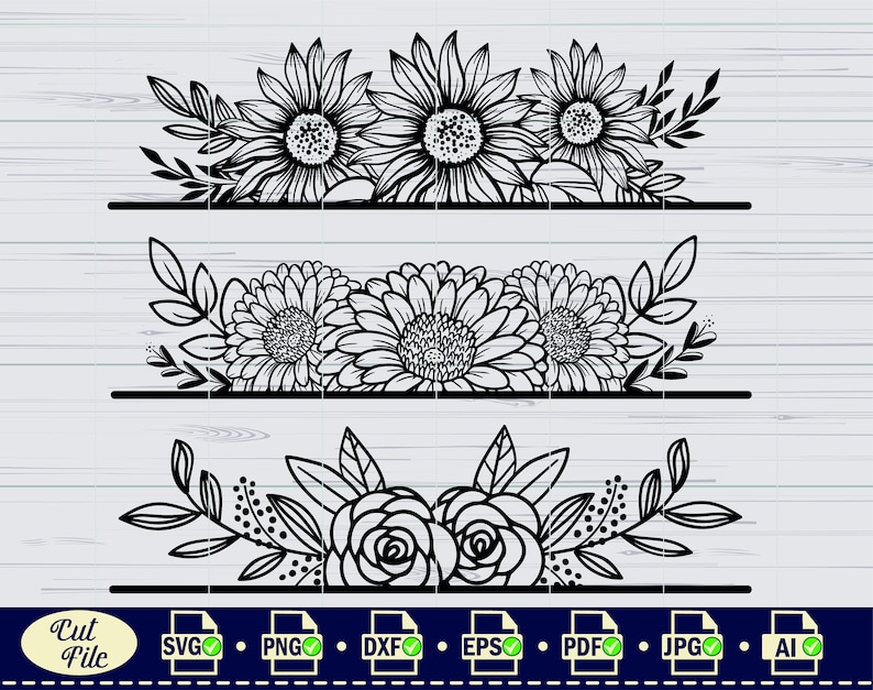 Floral Border SVG2 Flower Border SVG Floral Monogram - Etsy