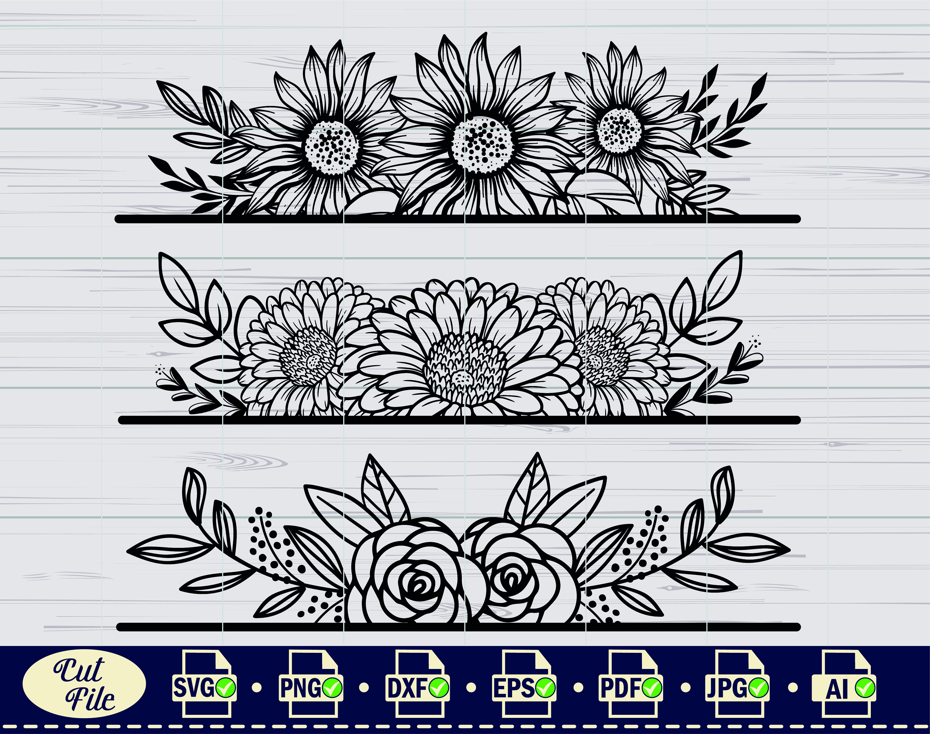 Floral Border SVG2 Flower Border SVG Floral Monogram - Etsy