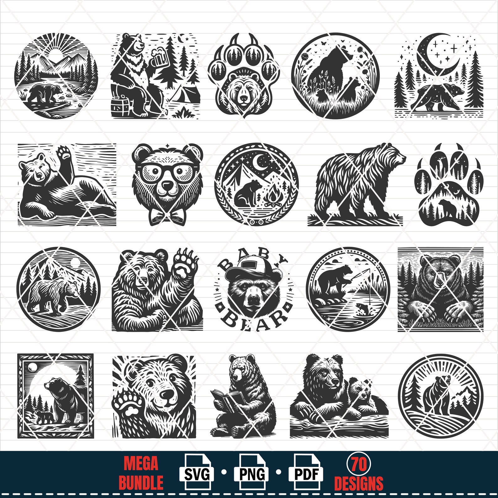 Bear SVG Mega Bundle: Forest, Mountains, Wildlife (digital Files) - Etsy