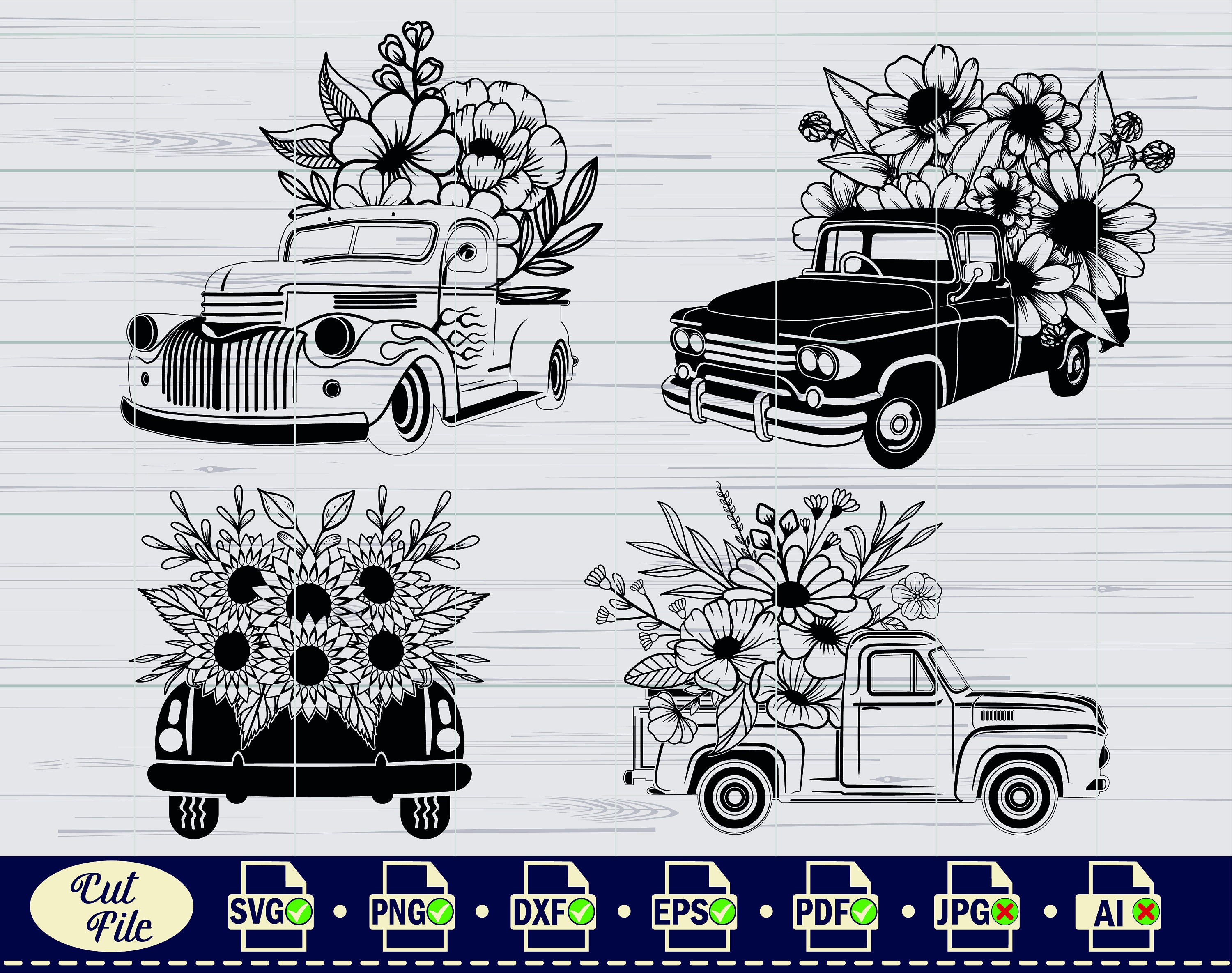 Sunflower Truck SVG2 Spring Truck Svg Truck With Flowers - Etsy Canada