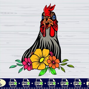 Chicken Svg Files 8, Floral Chicken, Cute Chicken,cute Rooster, Farm ...