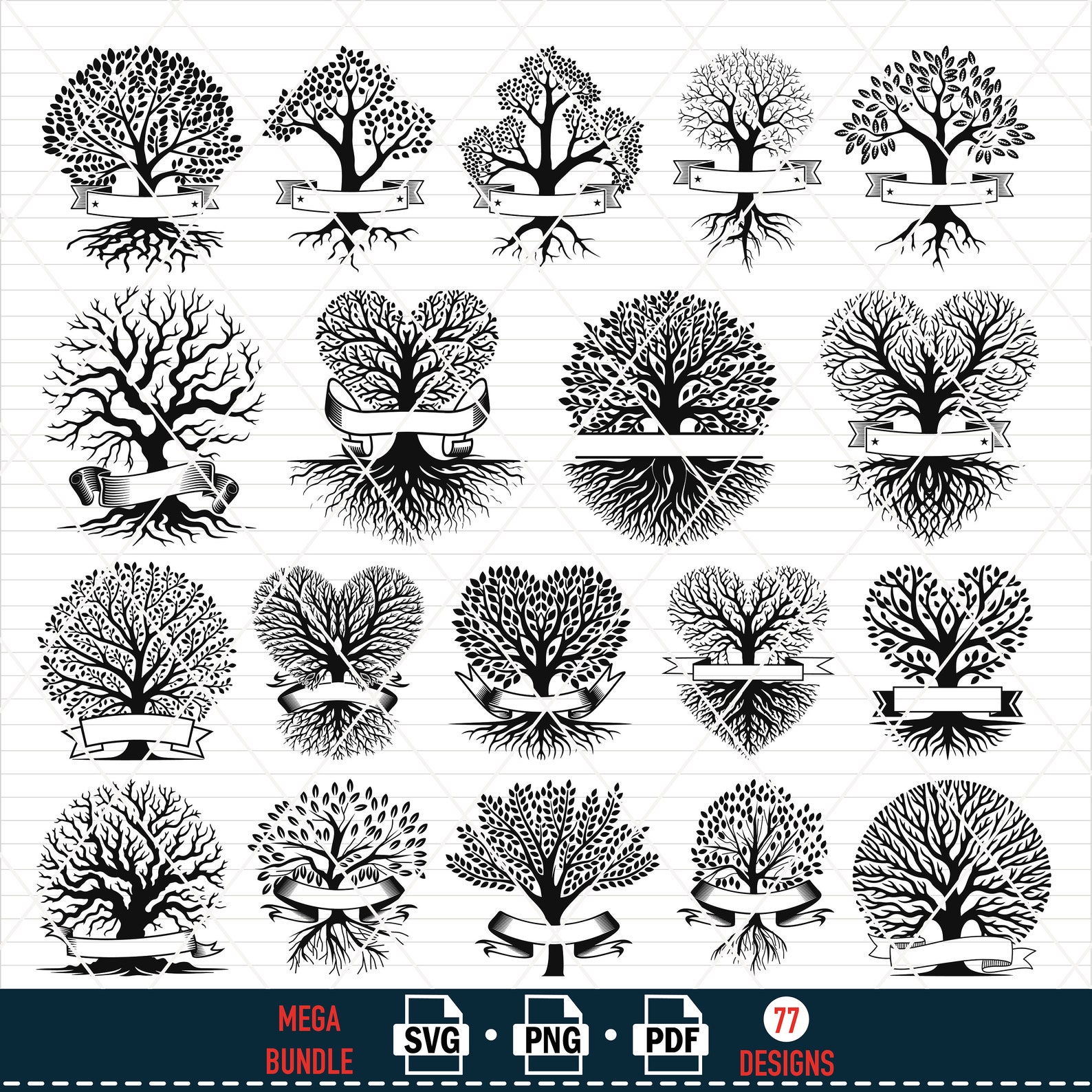 Tree of Life SVG Bundle: Family Tree Cut Files (commercial Use) - Etsy