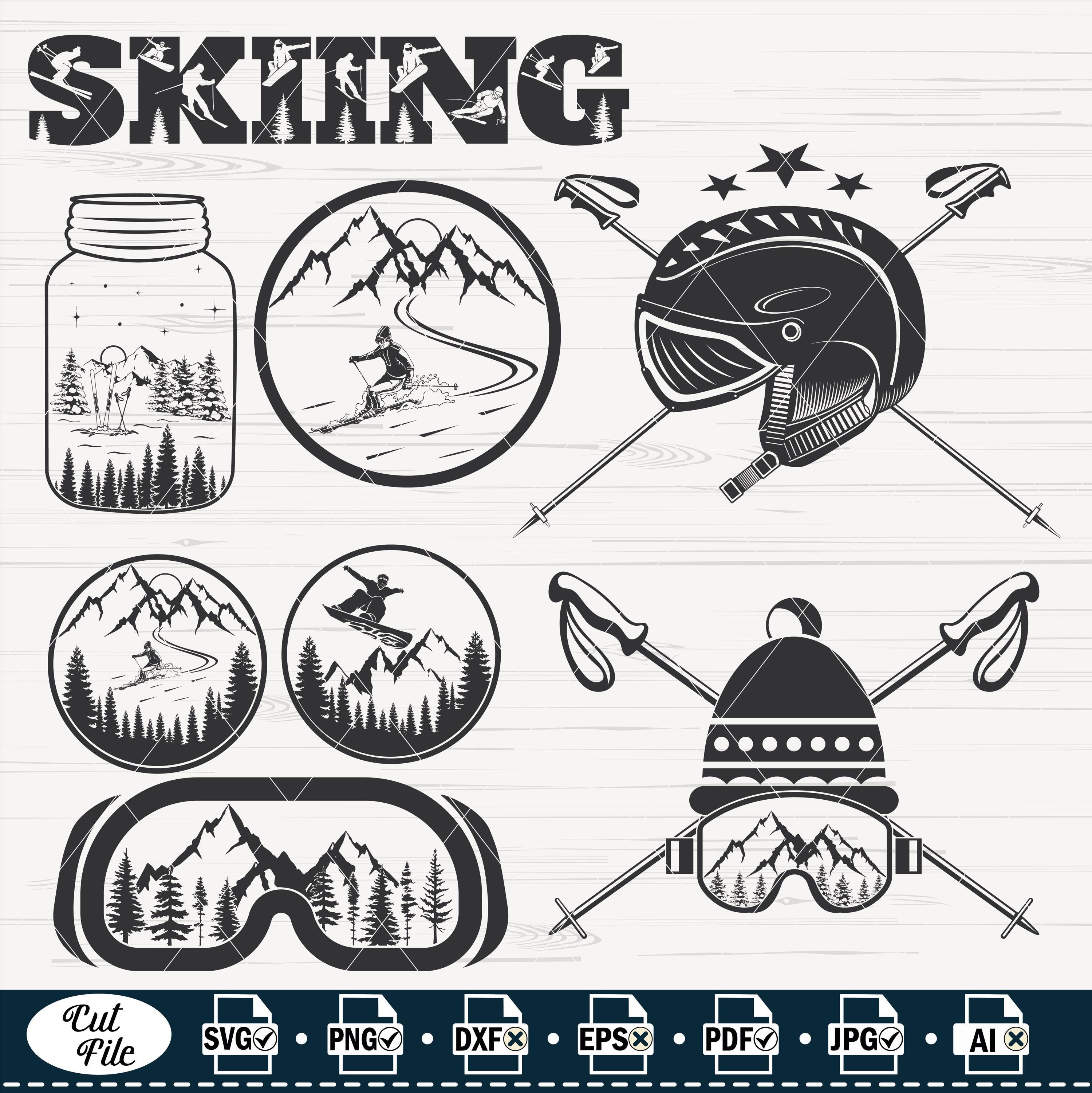 Skiing SVG Bundle: Helmet, Goggles, Boots, and More (digital Files) - Etsy