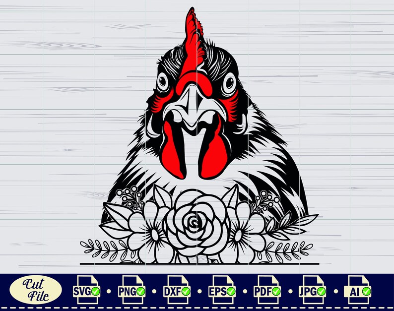 Chicken Svg Files 9 Floral Chicken Cute Chickencute - Etsy