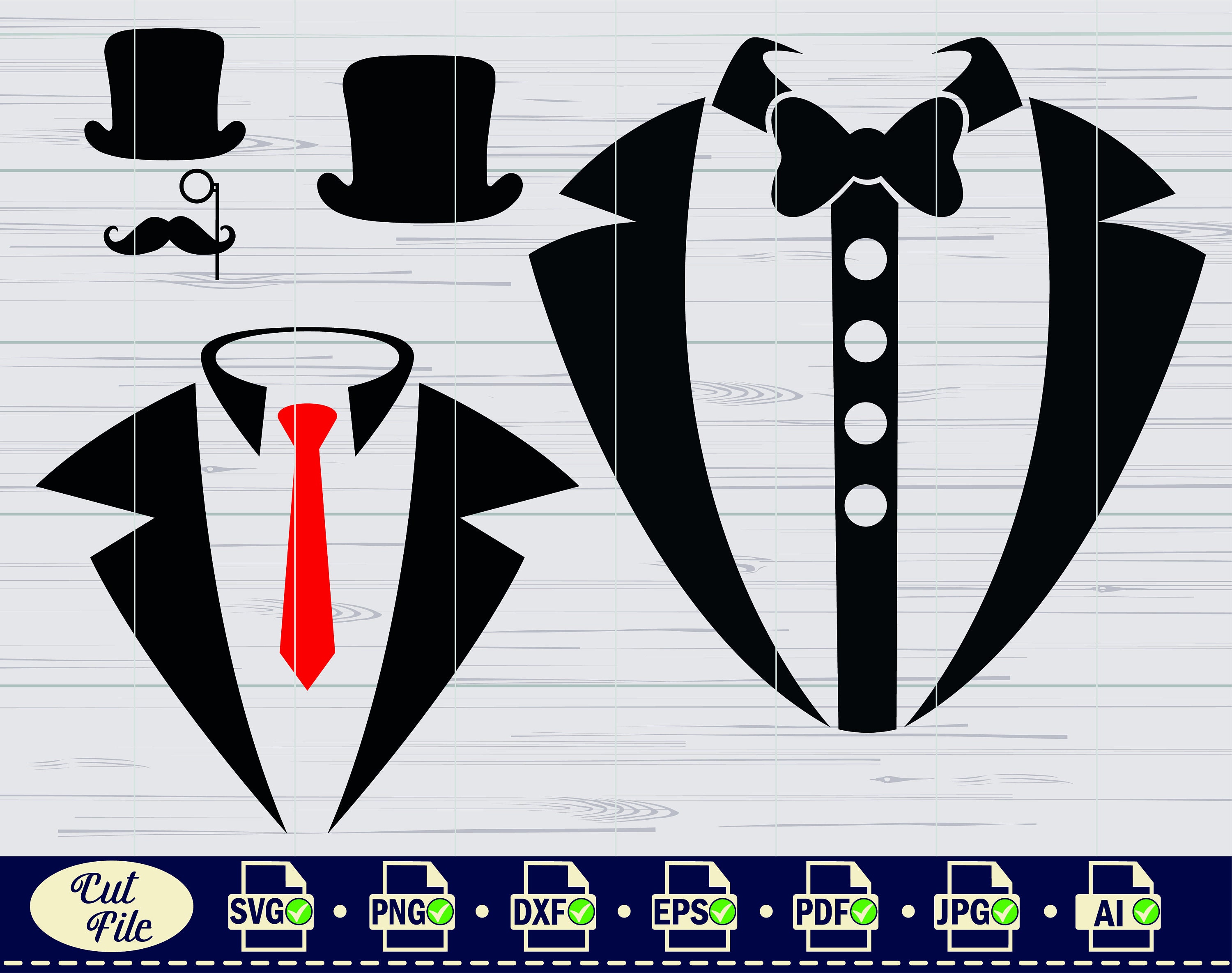 Tuxedo SVG Bundle1 Tuxedo SVG Suit Clipart Tuxedo Cut - Etsy UK