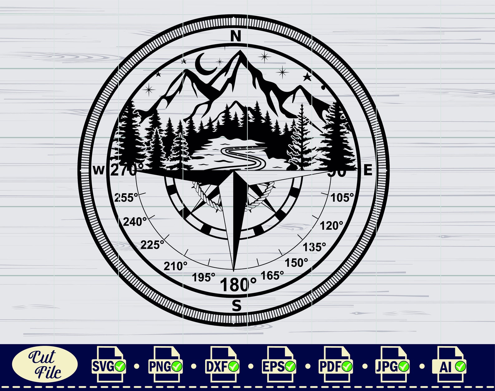 Compass SVG2 Nautical Compass Scenic Compass Files for - Etsy