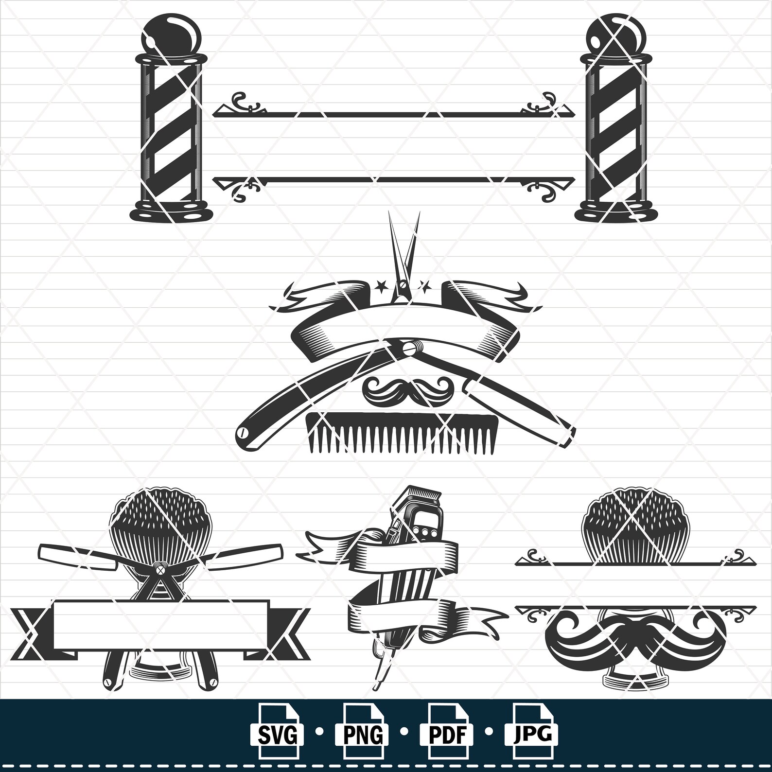 Barber SVG Bundle: Barbershop Tools Clipart (digital Files) - Etsy