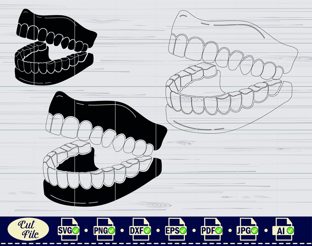 Dentures SVG 1, Teeth Svg, Dentist Svg, Dentures Clipart, Dentures ...