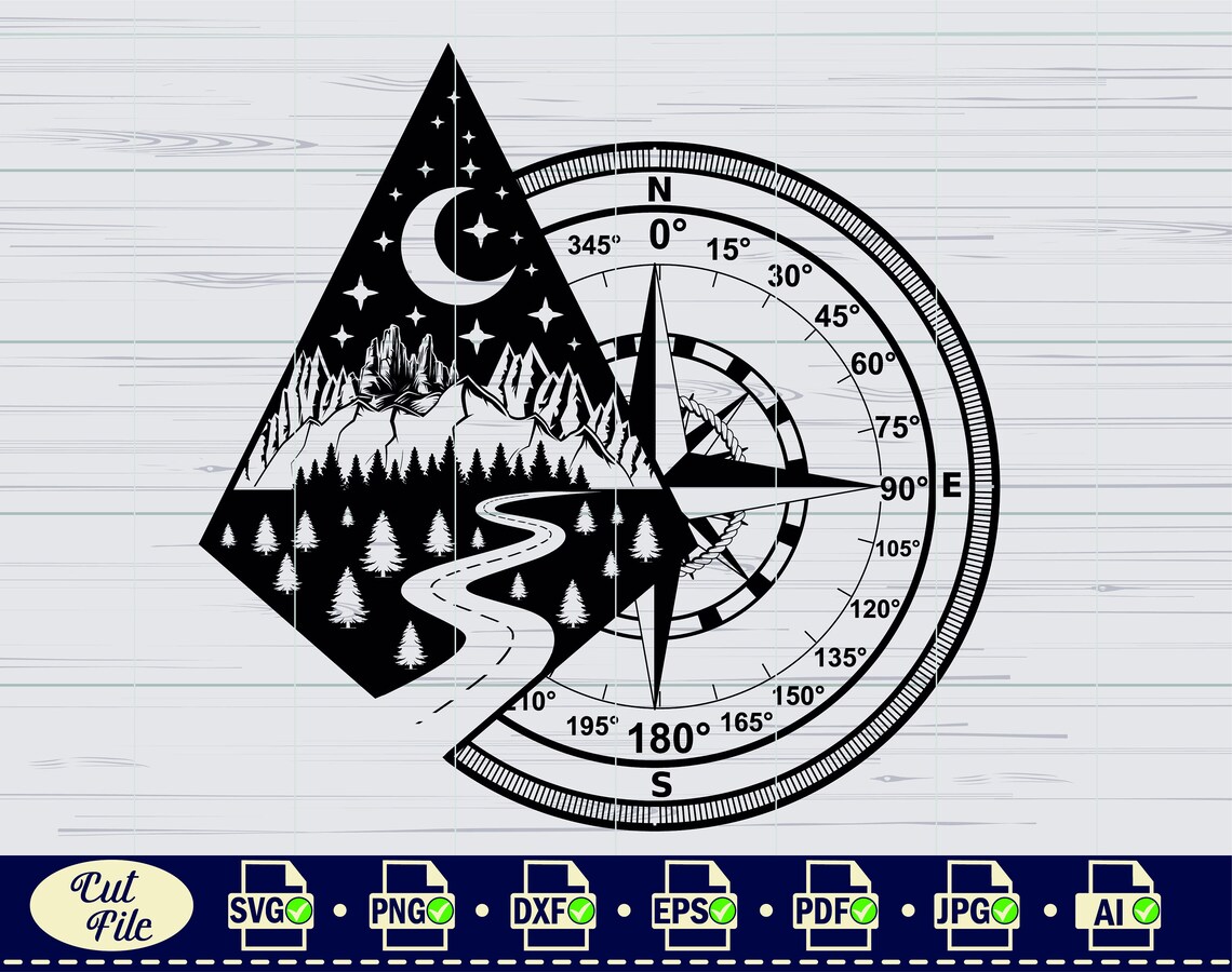 Compass SVG2 Nautical Compass Scenic Compass Files for - Etsy