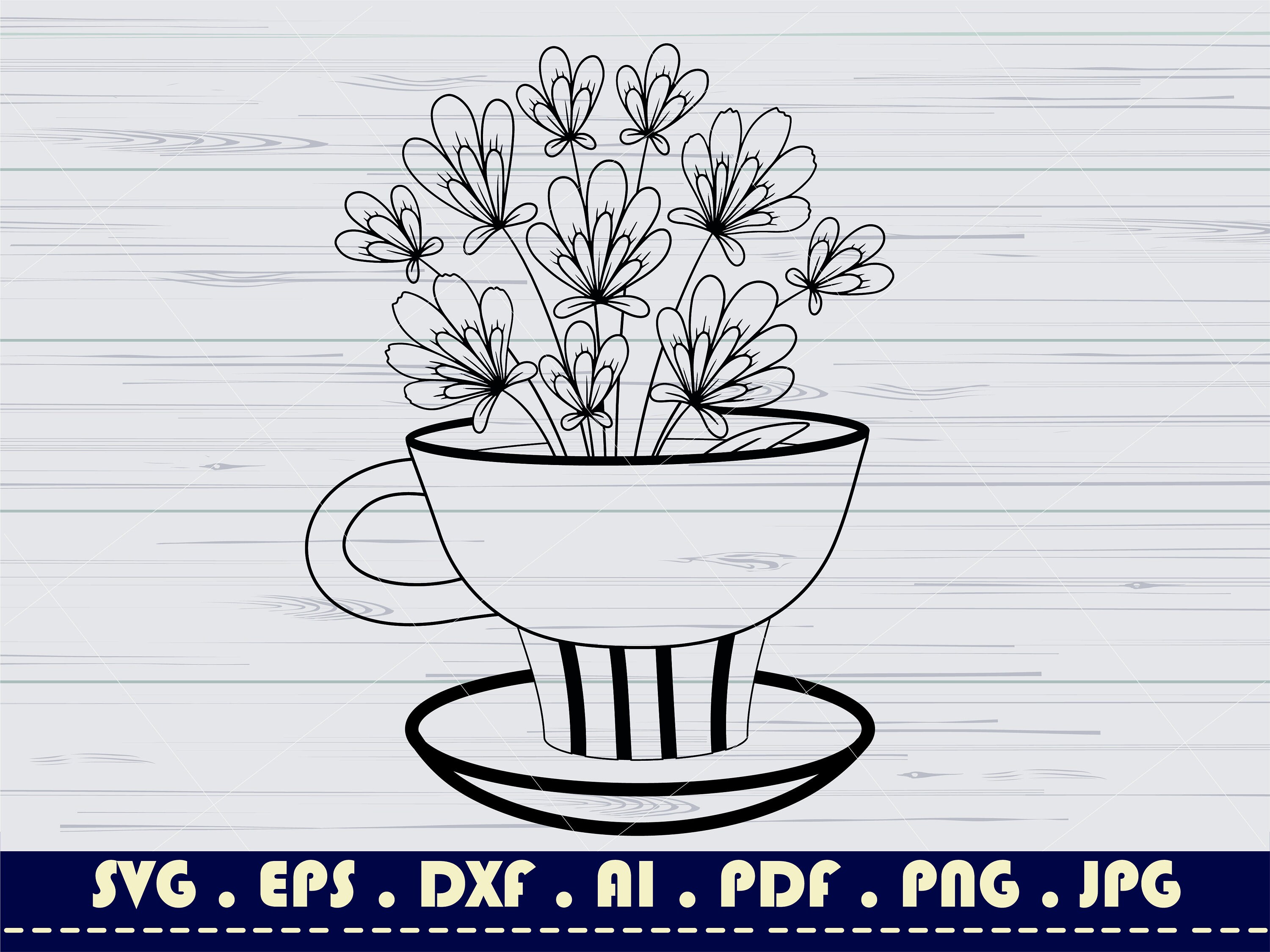Tea Cup SVG 3 Coffee Cup SVG Tea Pot With Flowers SVG - Etsy Australia