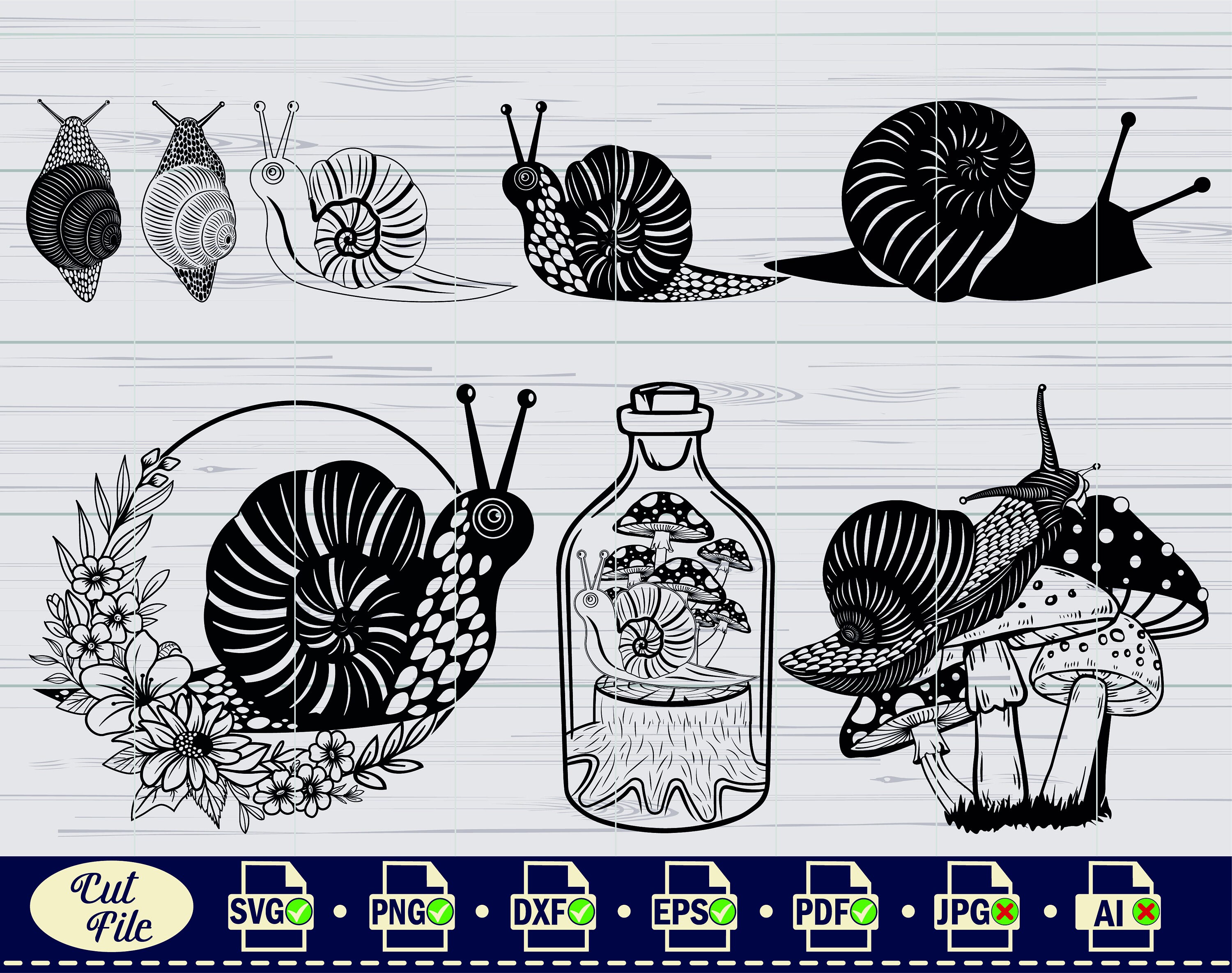 Snail SVG Slugs Clipart Garden Snail Svg Mushroom Svg Files - Etsy UK