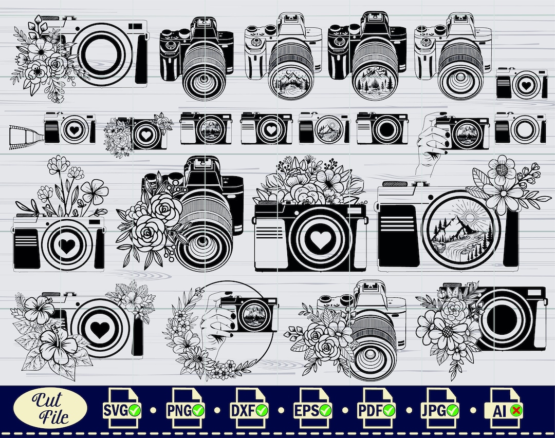 Floral Camera SVG Bundle: Photography Clipart (digital Download) - Etsy