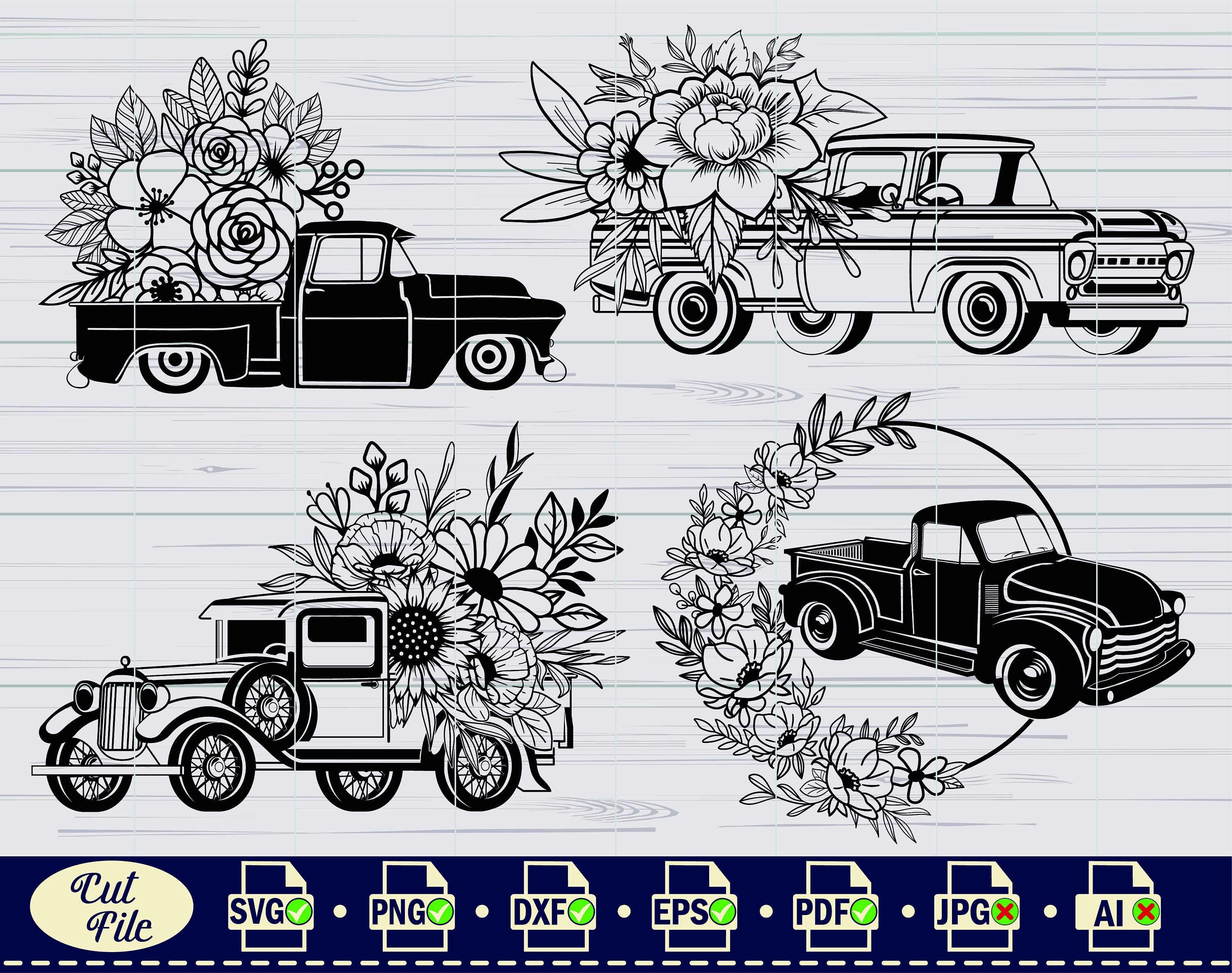 Sunflower Truck SVG2 Spring Truck Svg Truck With Flowers - Etsy Canada