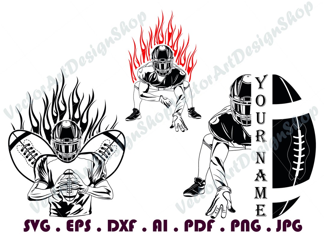 Football Player Svg 2 Football Player Png Football Cutfile - Etsy