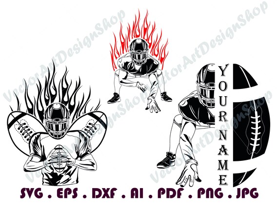 Football Player Svg 2 Football Player Png Football Cutfile - Etsy