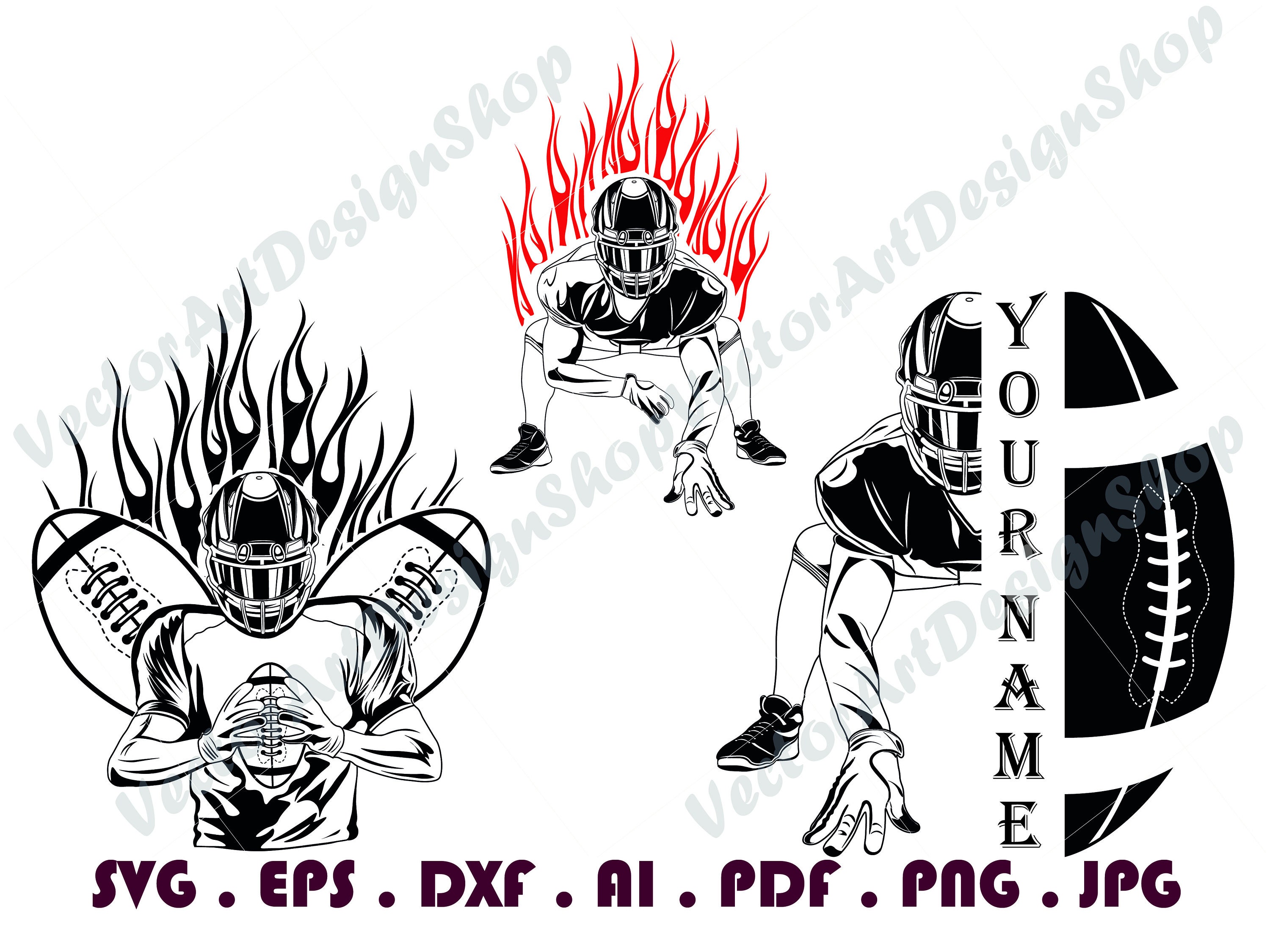 Football Player Svg 2 Football Player Png Football Cutfile - Etsy