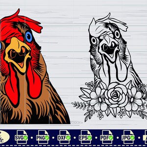 Chicken Svg Files 7 for Cricut, Floral Chicken,cute Rooster, Farm ...
