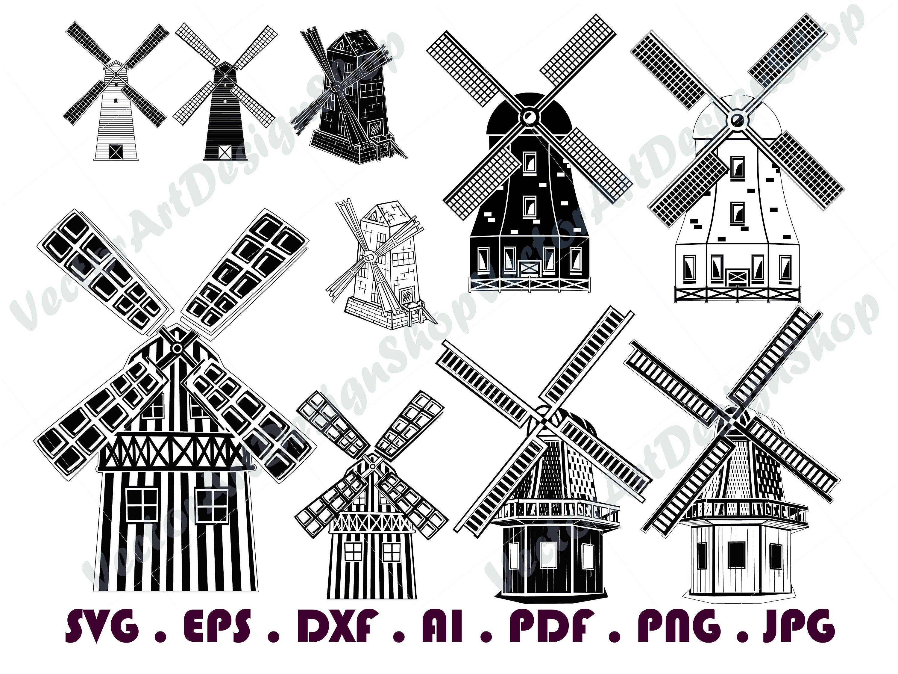 Windmill SVG 1 Windmill SVG Windmill Clipart Windmill - Etsy