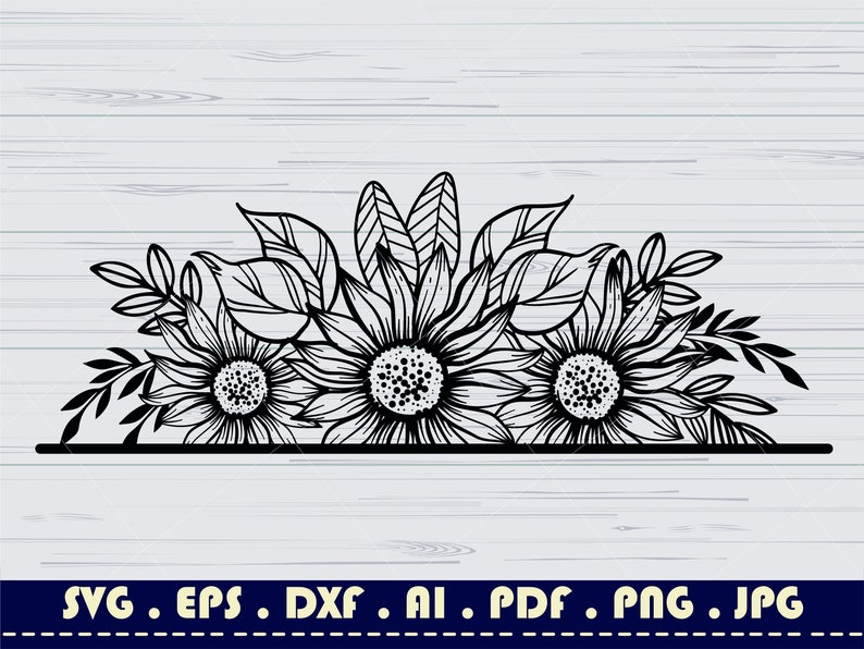 Split Sunflower Monogram SVG: Floral Cut File (digital Download) - Etsy