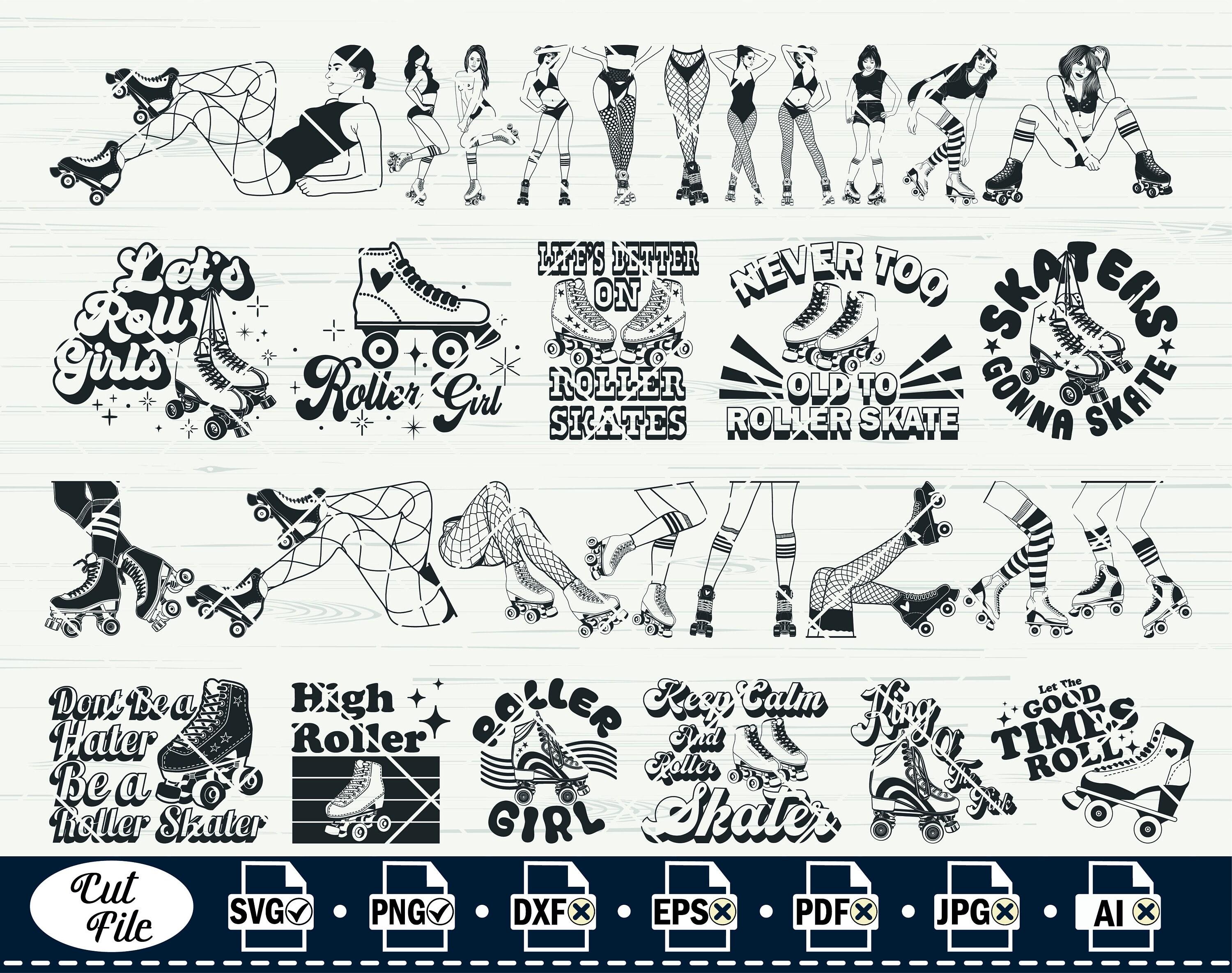 Roller Skate SVG Mega Bundle: Retro Clipart, Cricut & Silhouette Cut ...