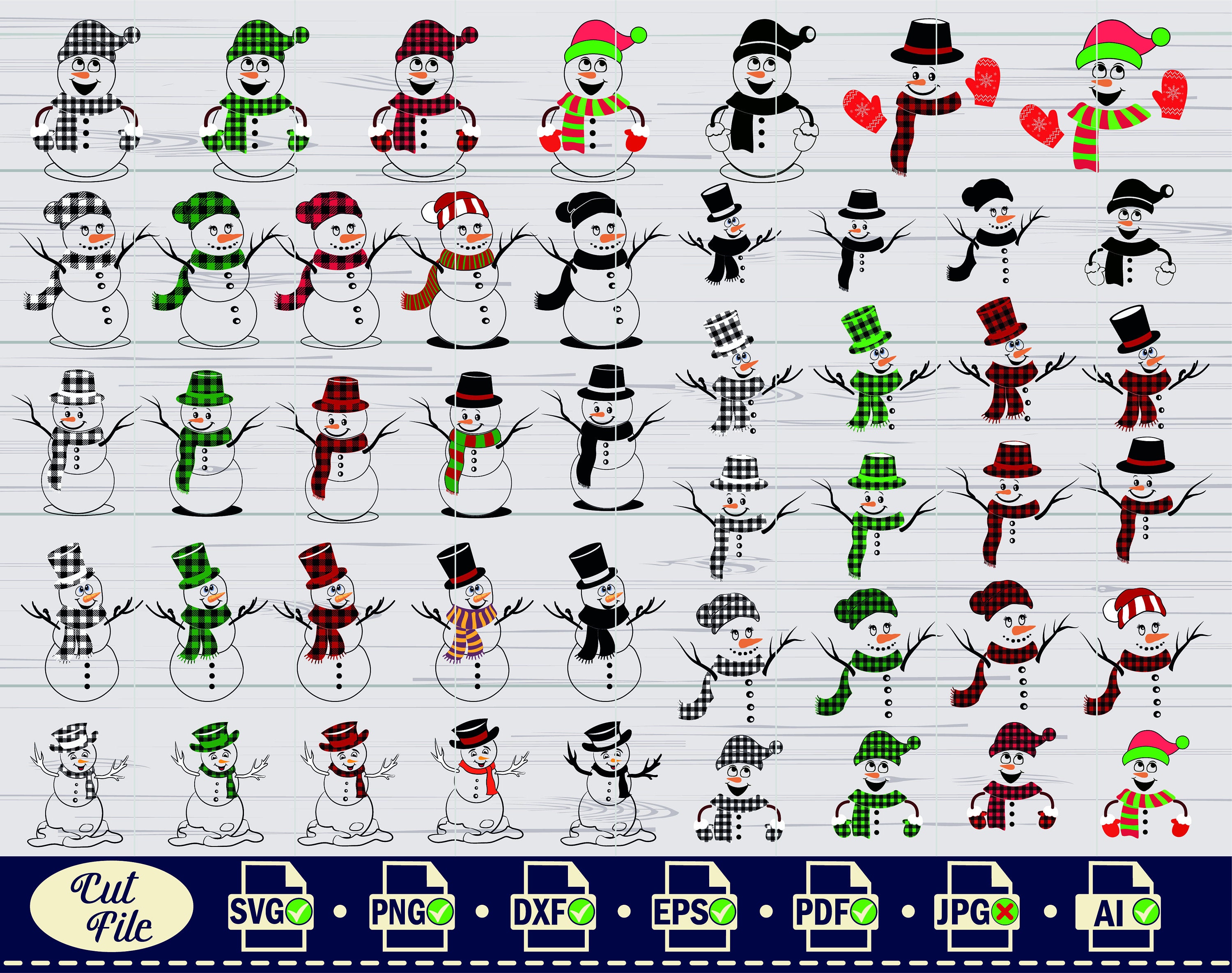 Snowman Svg Bundle 1 Christmas Snowman Svg Snowman Face - Etsy