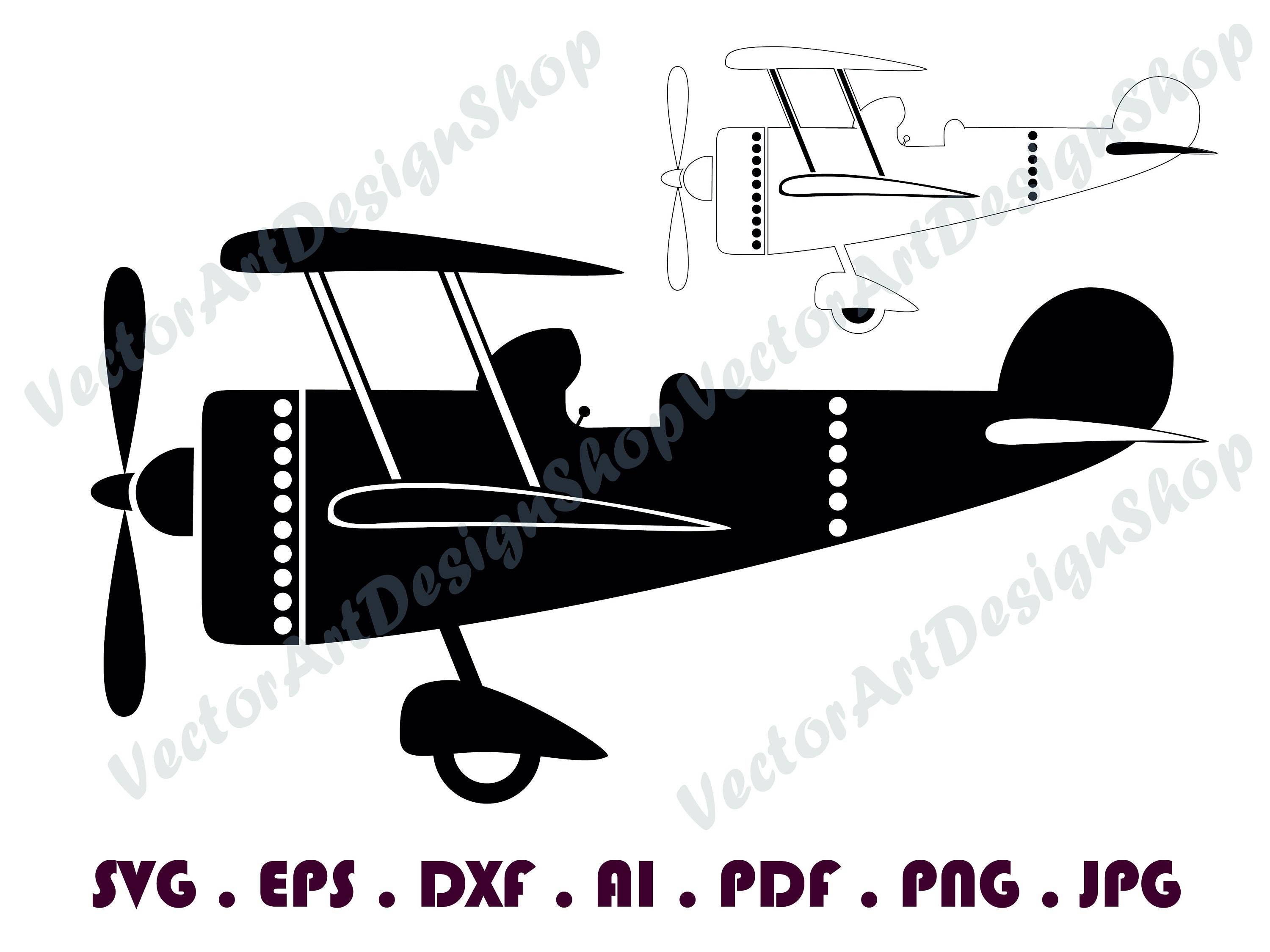 Airplane Svg Propeller Airplane Svg Airplane Clipart | Etsy