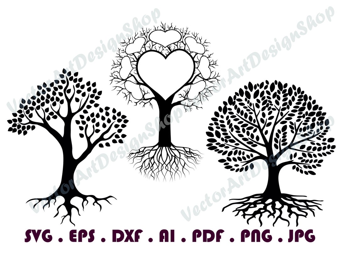 Tree With Roots 6 SVG, Family Tree SVG, Tree With Roots Clipart, Tree ...