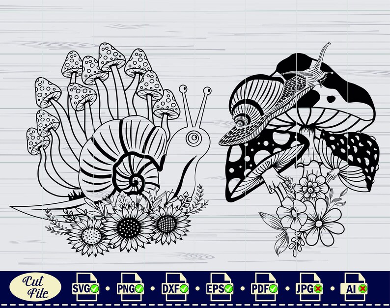 Snail SVG Slugs Clipart Garden Snail Svg Mushroom Svg Files - Etsy