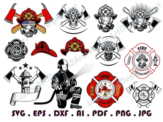 Firefighter Logo 1 Svg Firefighting Rescue Axes Fireman - Etsy UK