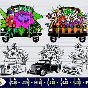 Sunflower Truck SVG,#1, Spring Truck Svg, Truck With Flowers Svg, Cut ...