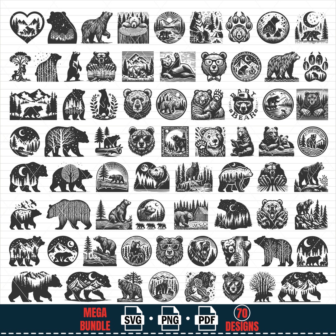 Bear SVG Mega Bundle: Forest, Mountains, Wildlife (digital Files) - Etsy