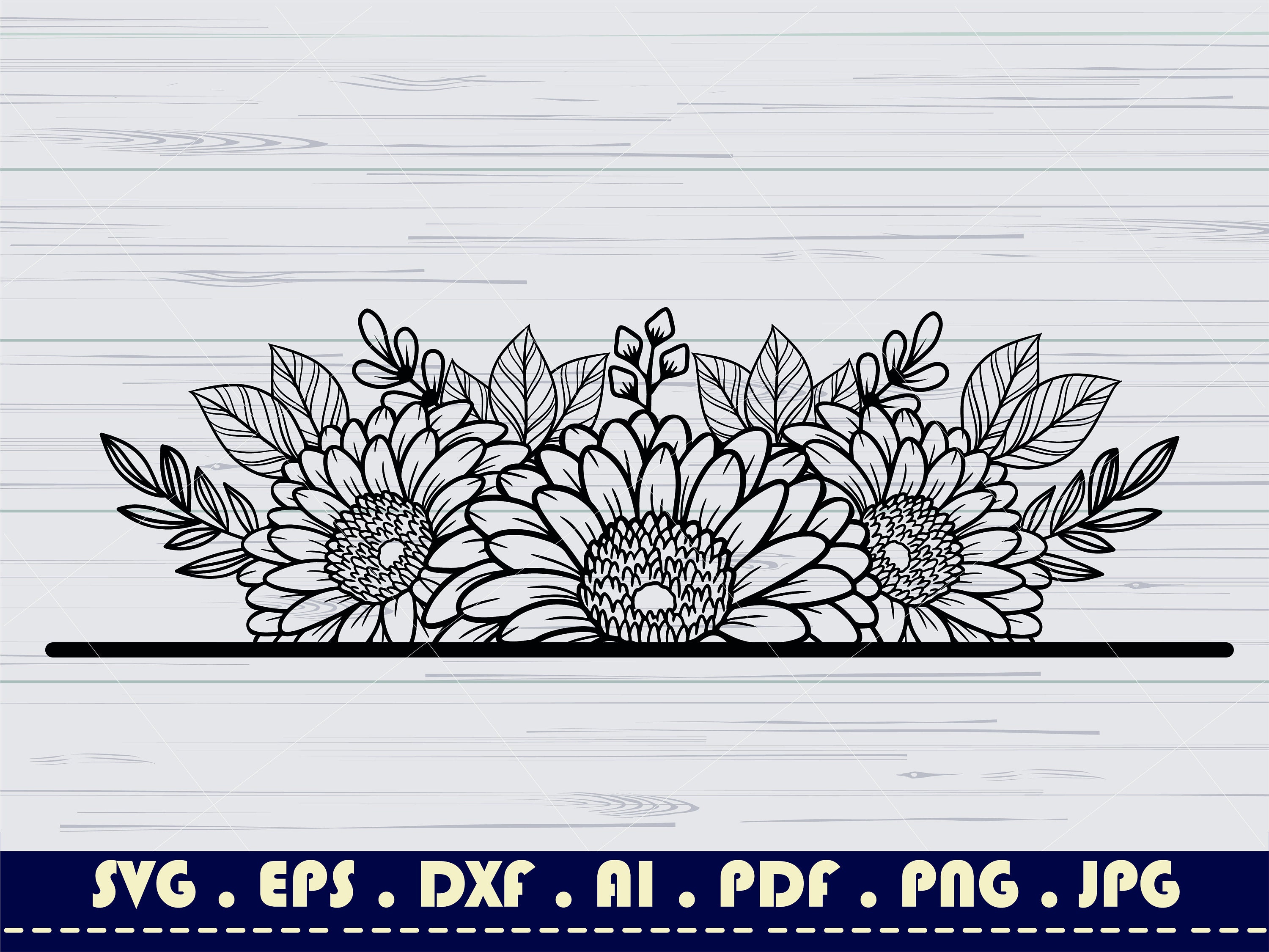 Split Sunflower Monogram SVG: Floral Cut File (digital Download) - Etsy