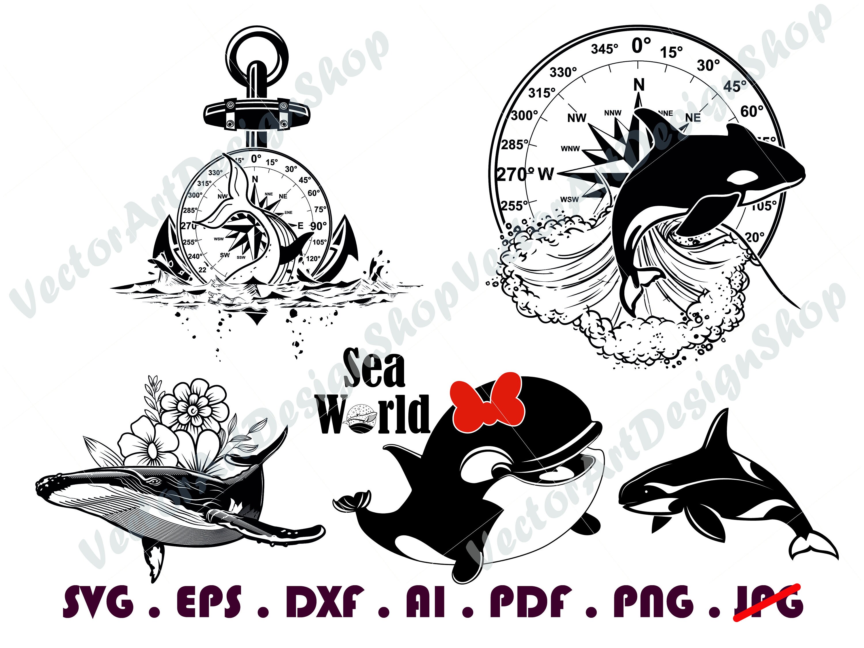 Whale SVG Bundle 1 Sea World Svg Whale Floral SVG Dancing | Etsy