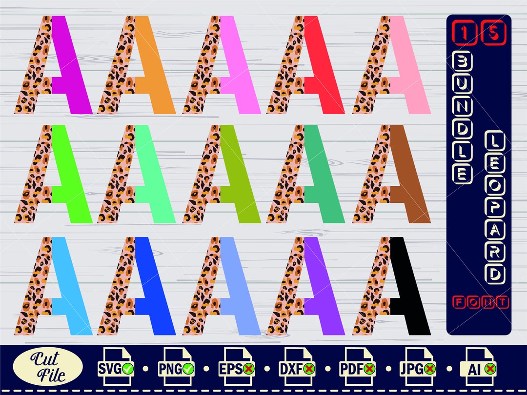 Half Leopard Font SVG 3, Half Leopard Alphabet Svg, Cheetah Font ...