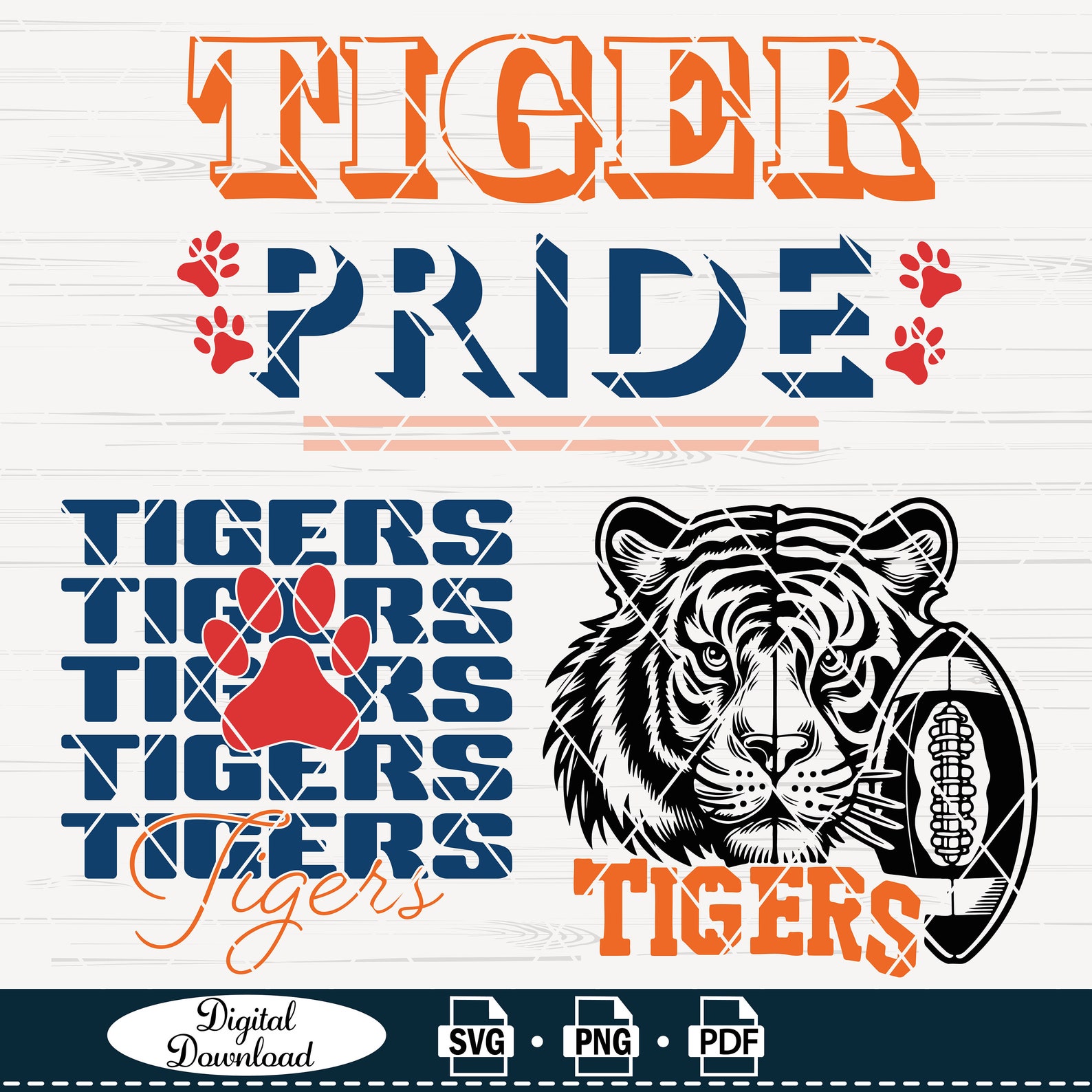 Tiger Pride SVG Bundle: School Spirit Graphics (digital Download) - Etsy