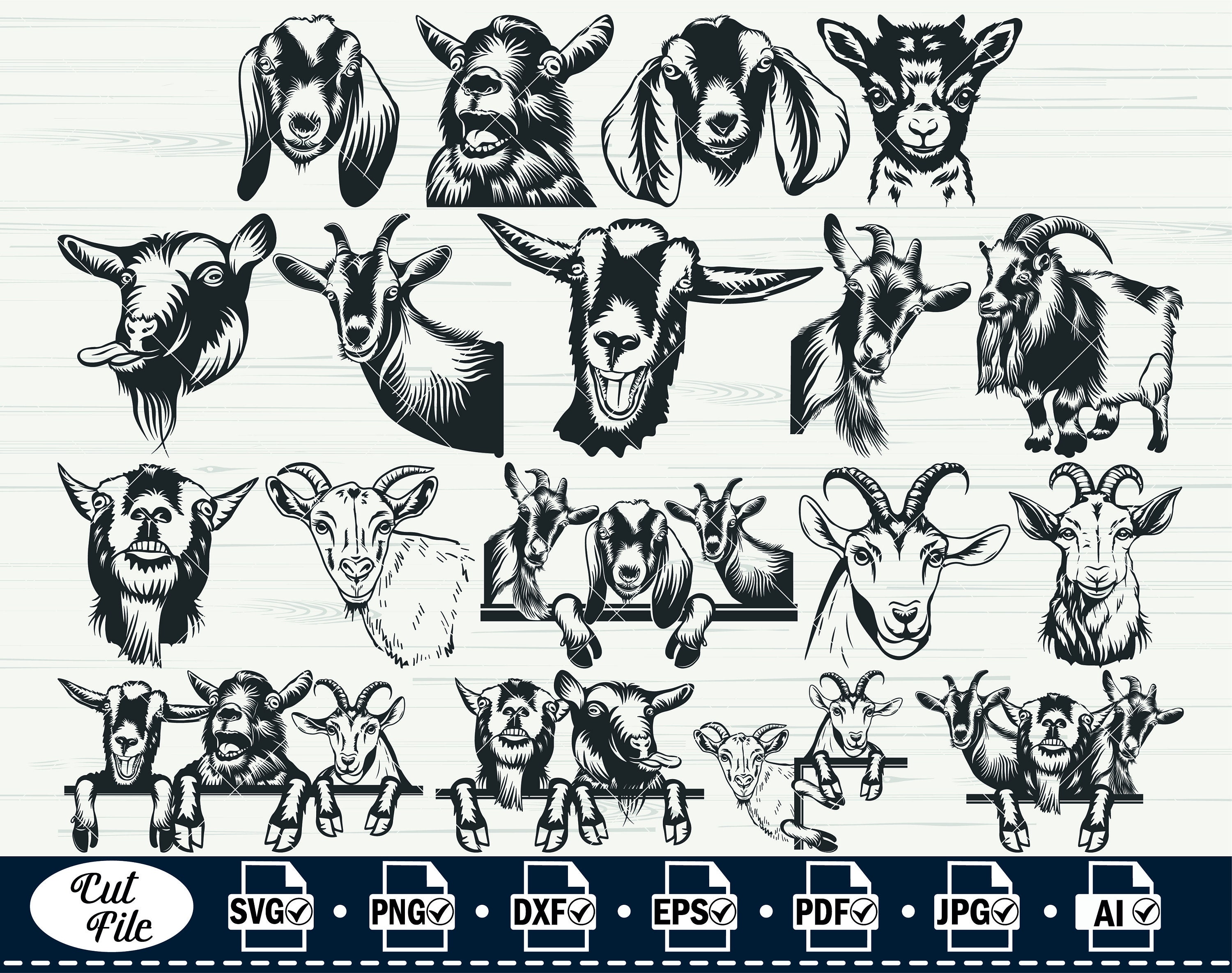 Goat SVG Files: Funny Farm Animal Face Clipart (digital Download) - Etsy