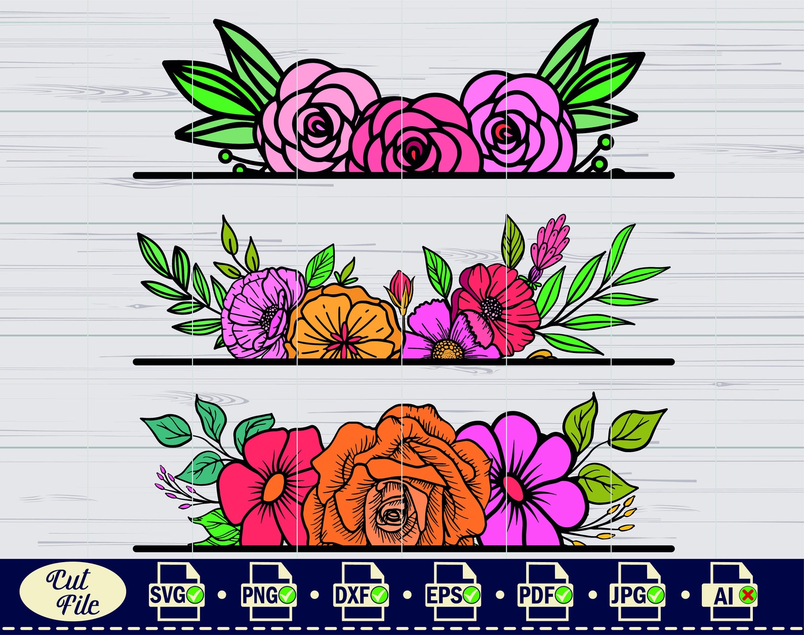 Floral Border SVG3 Flower Border SVG Floral Svg Flower - Etsy