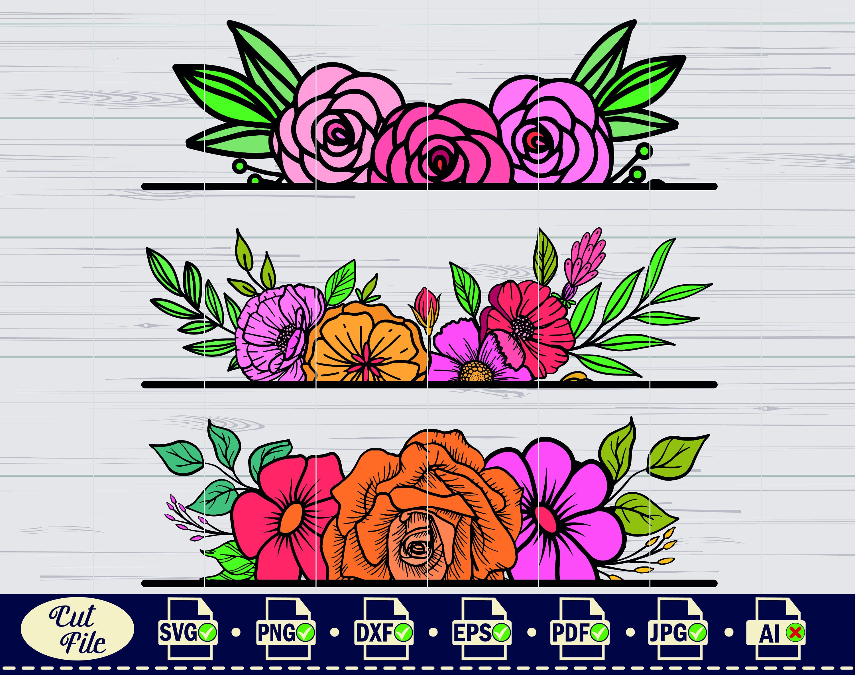 Floral Border SVG3 Flower Border SVG Floral Svg Flower - Etsy